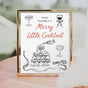 Printable Holiday Party Sign, Christmas Party Sign, Cocktail Party ...