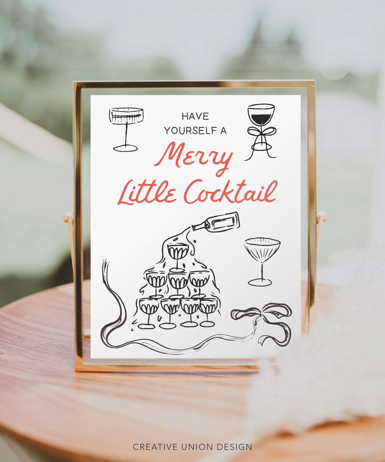 Printable Holiday Party Sign, Christmas Party Sign, Cocktail Party ...