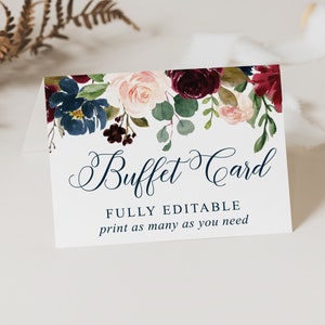 Buffet Food Signs, Template, Food Labels, Tented Cards, Food Stations ...