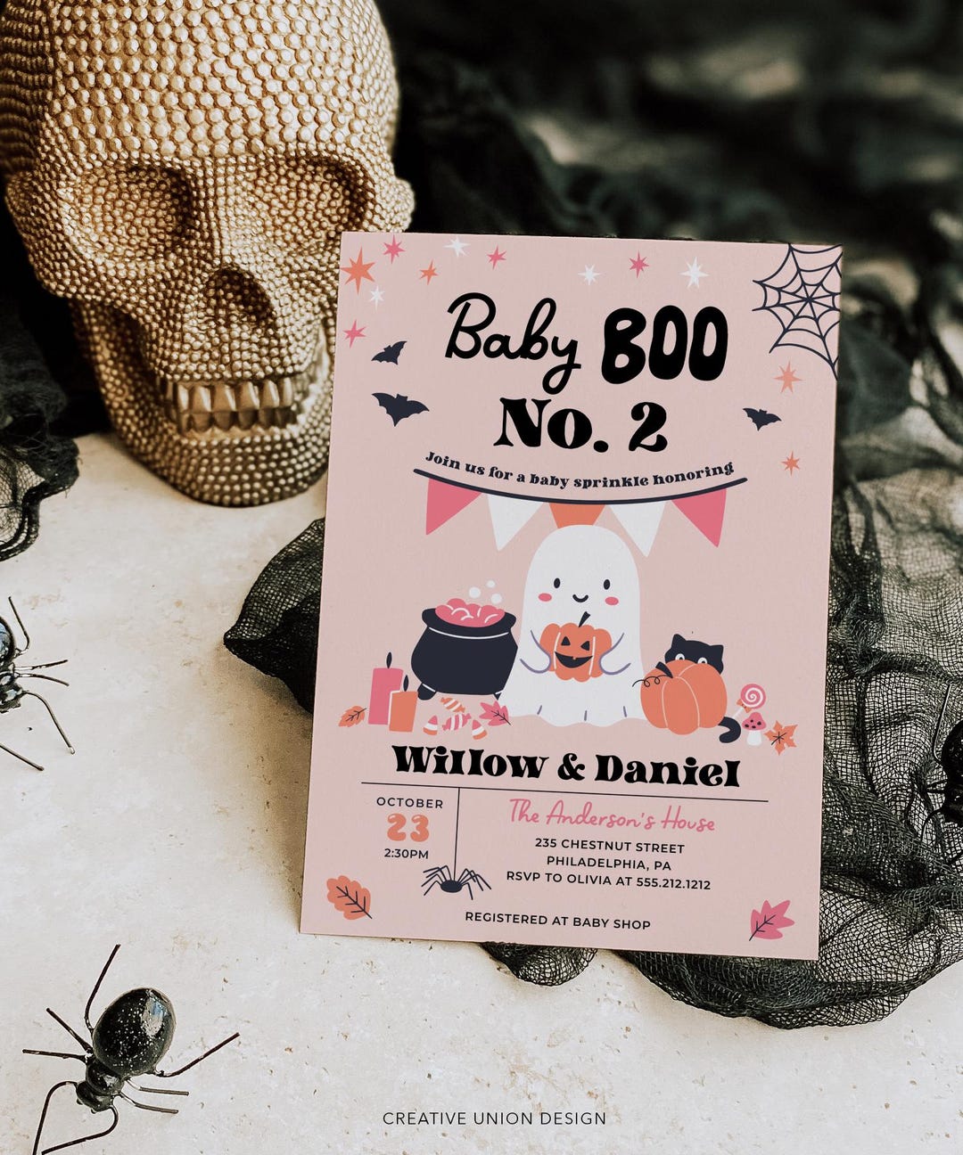 Spooky Ghost Baby Boo No. 2 Baby Sprinkle Invite Template, Baby ...