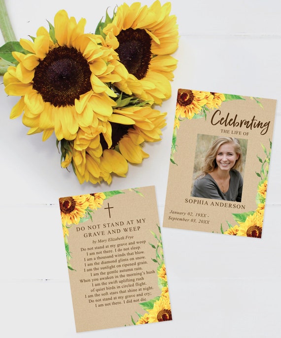 Prayer Card Template, In Loving Memory, Memorial Card, Celebration of Life, Funeral Poem Card ...