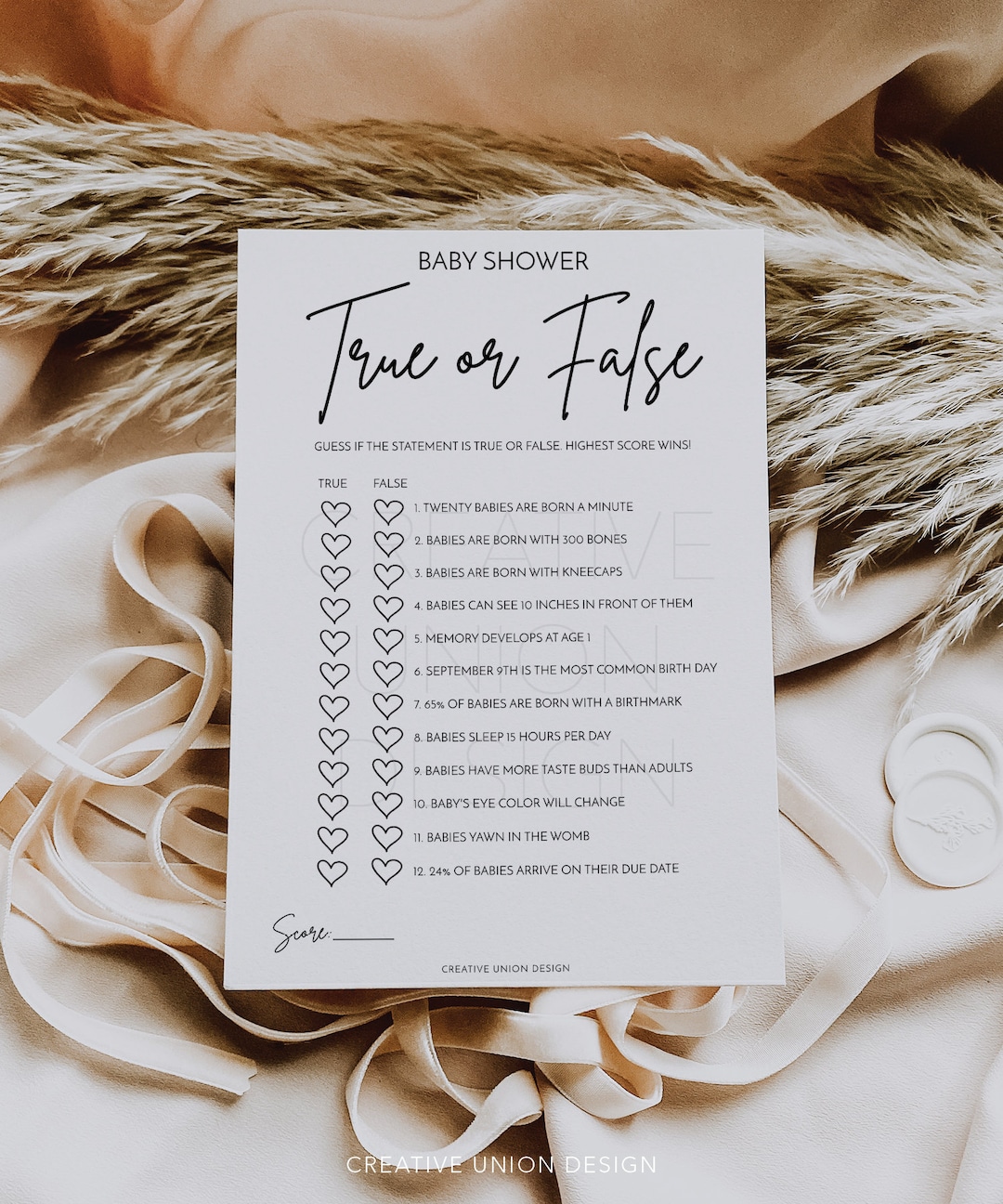 True or False Baby Shower Game, Fun Facts Editable Baby Shower Game ...