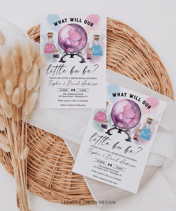 Halloween Gender Reveal Invitation, Gender Reveal Party Invite ...