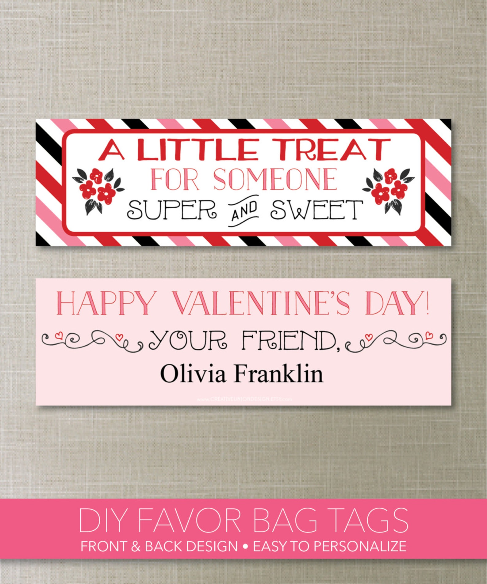 Valentine's Day Favor Bag Tags - DIY Favor Bags - Printable Treat Bag ...