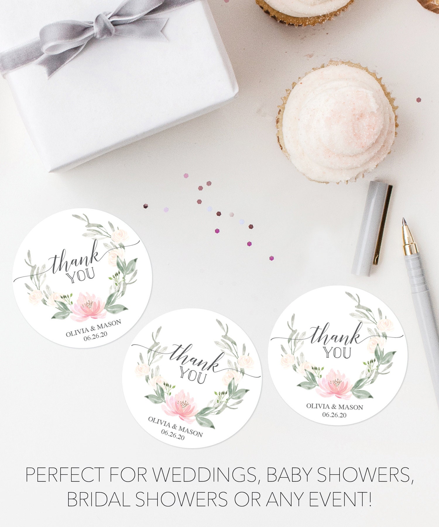 Wedding Favor Stickers Printable Thank You Stickers Bridal | Etsy