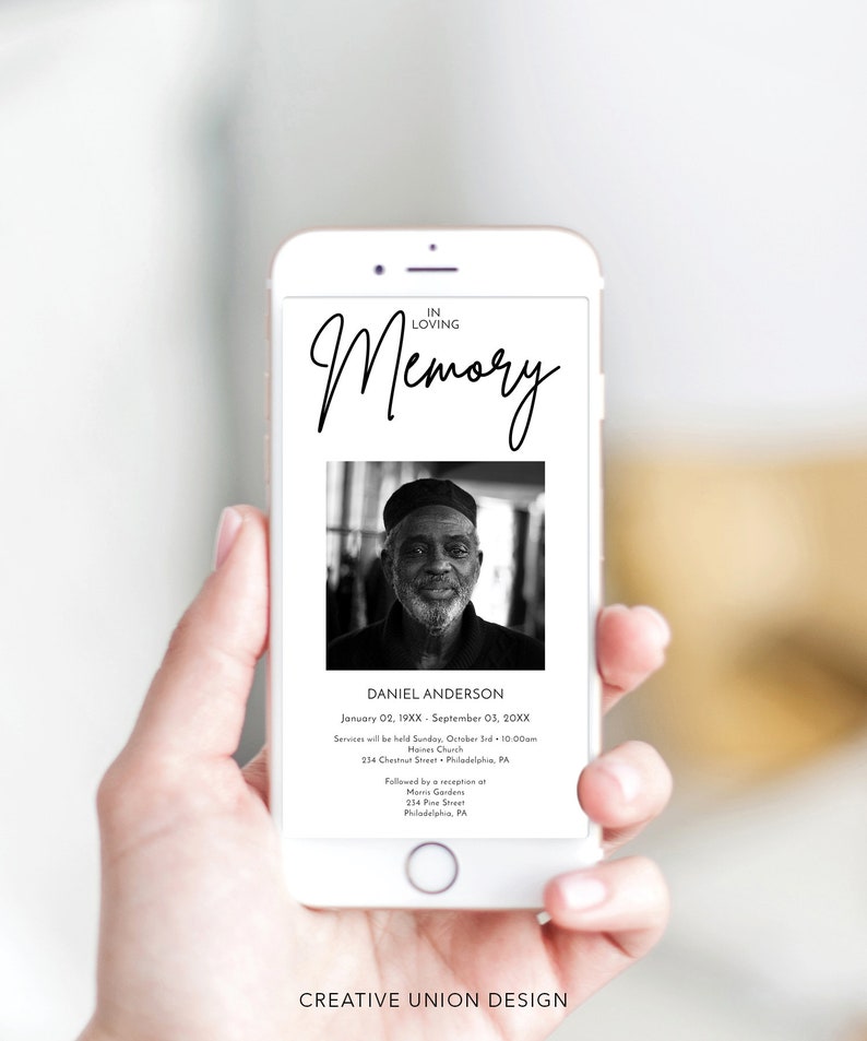 Digital in Loving Memory Electronic Invite With Photo Funeral - Etsy