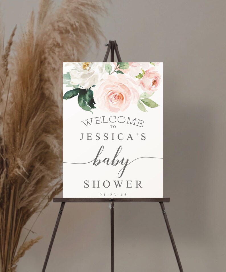 Editable Baby Shower Welcome Sign Template, Welcome, Girl Baby Shower ...