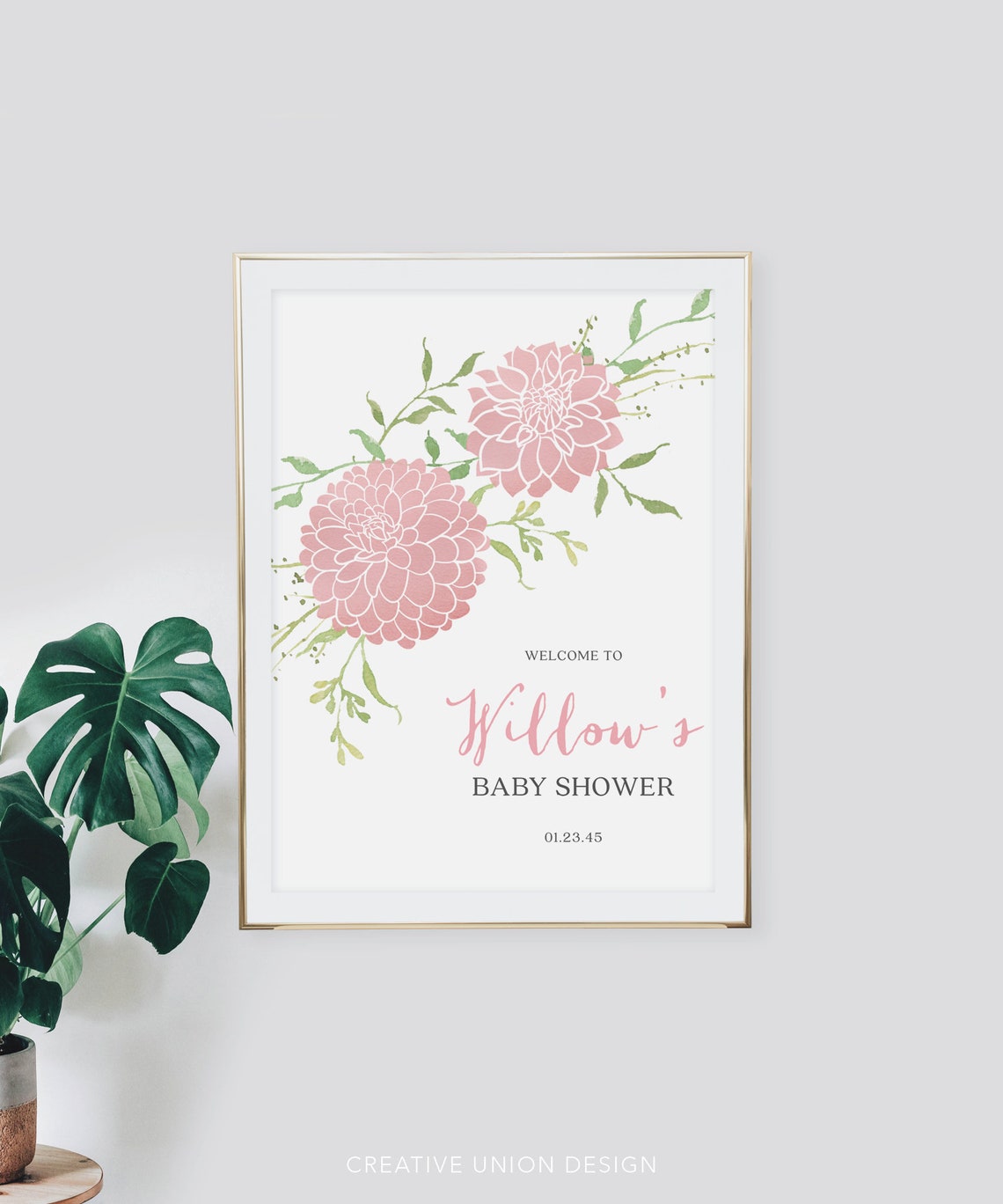 Editable Dahlia Welcome Sign Template, Printable Baby Shower Welcome ...
