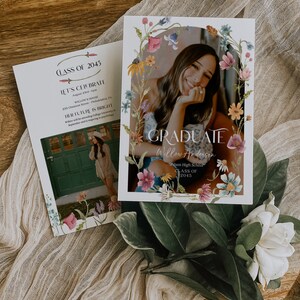 Wildflower Graduation Announcement Template, Class of 2025, Floral ...