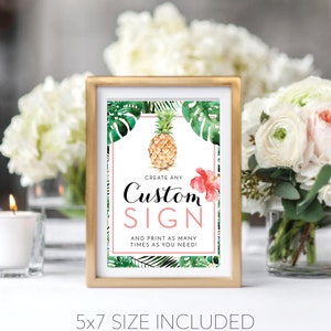 Editable Custom Sign Template, Favors, Gifts and Cards, Printable Table ...