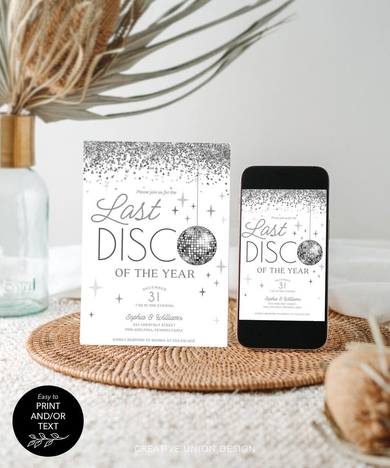 Last Disco of the Year New Year Party Invitation Template, New Years ...