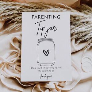Parenting Tip Jar Sign and Card, Baby Shower Advice, Editable Template ...