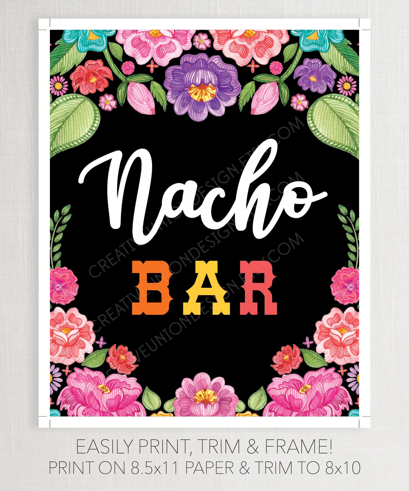 Fiesta Nacho Bar Sign 8x10 Printable Sign Bridal Shower | Etsy