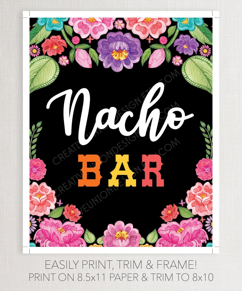 Fiesta Nacho Bar Sign 8x10 Printable Sign Bridal Shower | Etsy