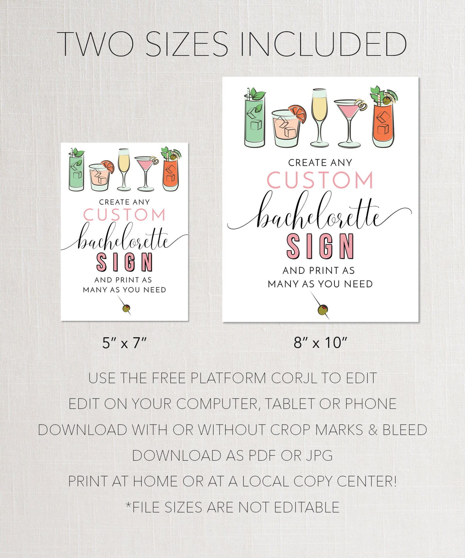 Editable Custom Sign Template, Custom Bachelorette Party Sign, Favors ...