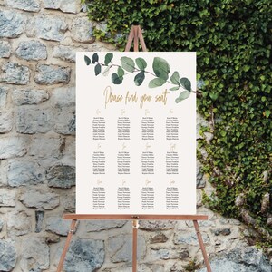 Eucalyptus Wedding Seating Chart, Editable Template, Table Arrangement ...