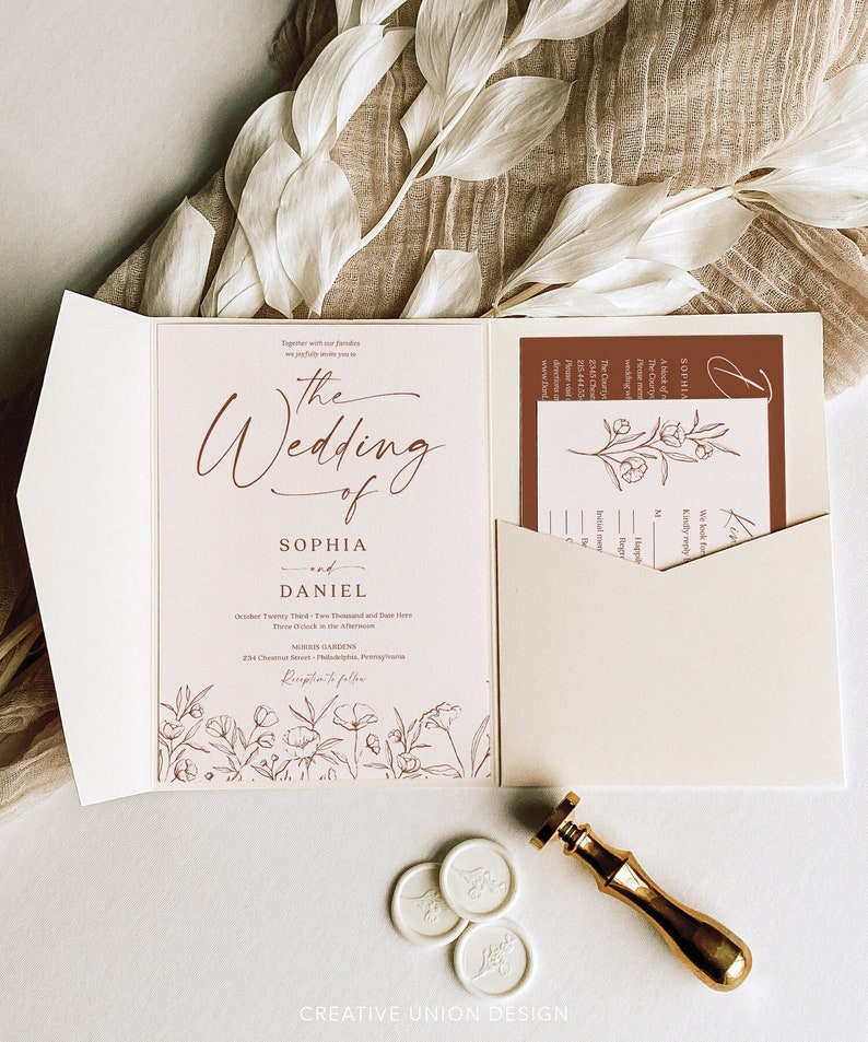 Terracotta Wedding Invitations Template Fully Editable - Etsy