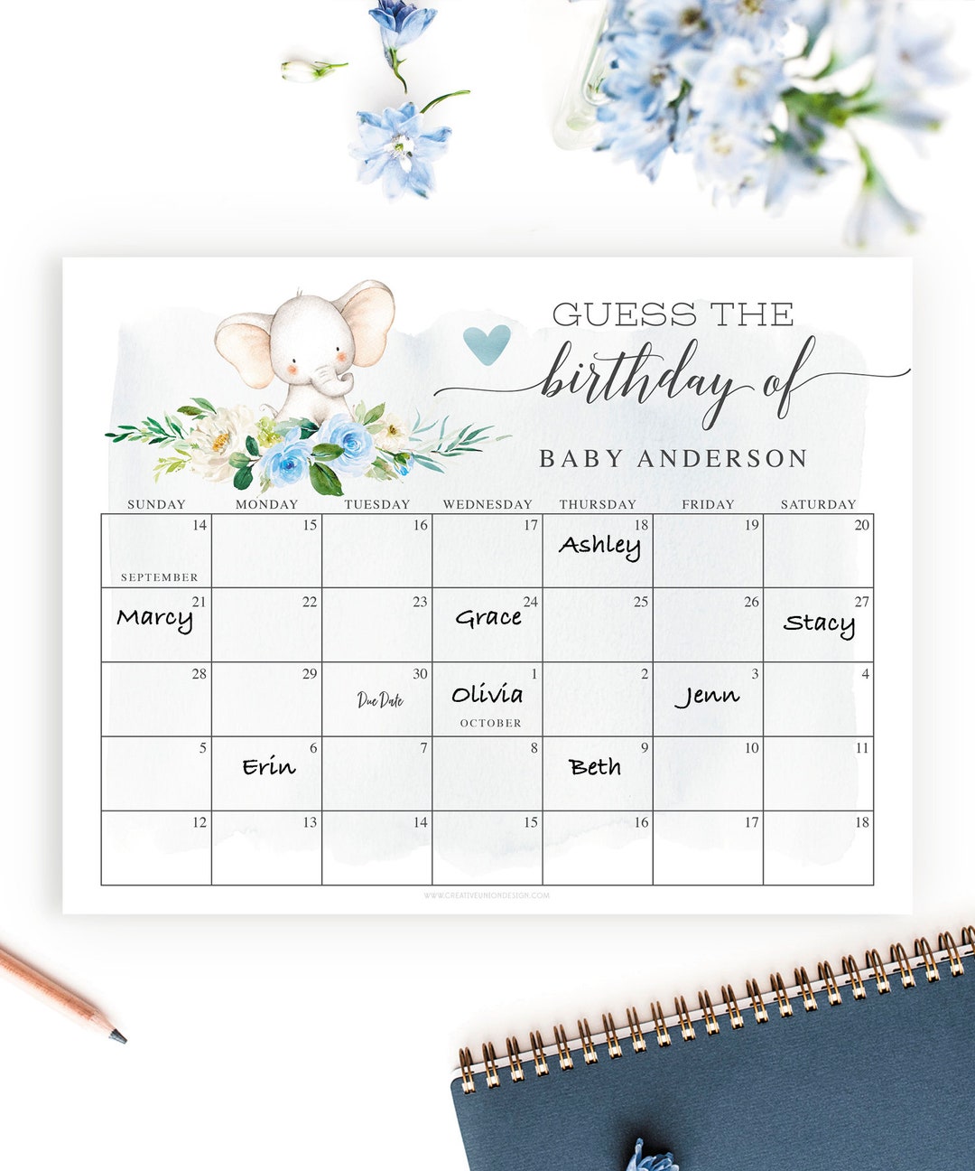 Baby Due Date Calendar, Baby Shower Birthday Prediction Calendar ...
