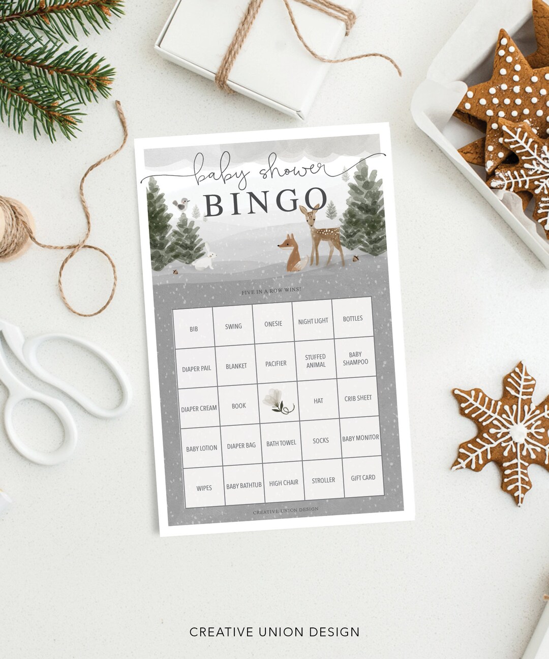 Woodland Baby Shower Bingo, 60 Unique Game Sheets, Baby Shower Games ...