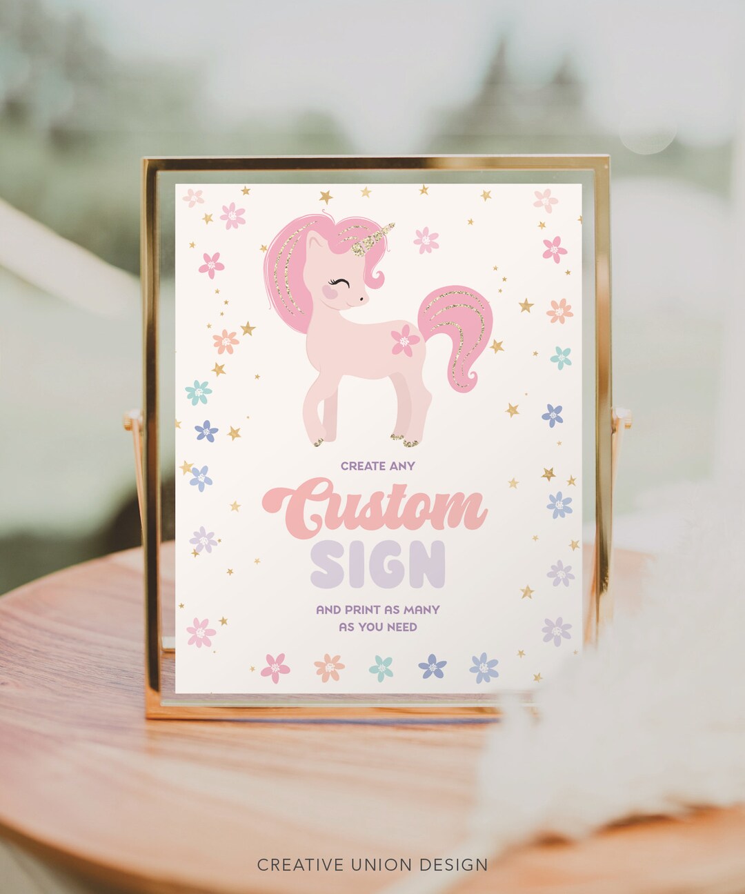 Rainbow Unicorn Editable Custom Sign Template, Custom Birthday Party ...