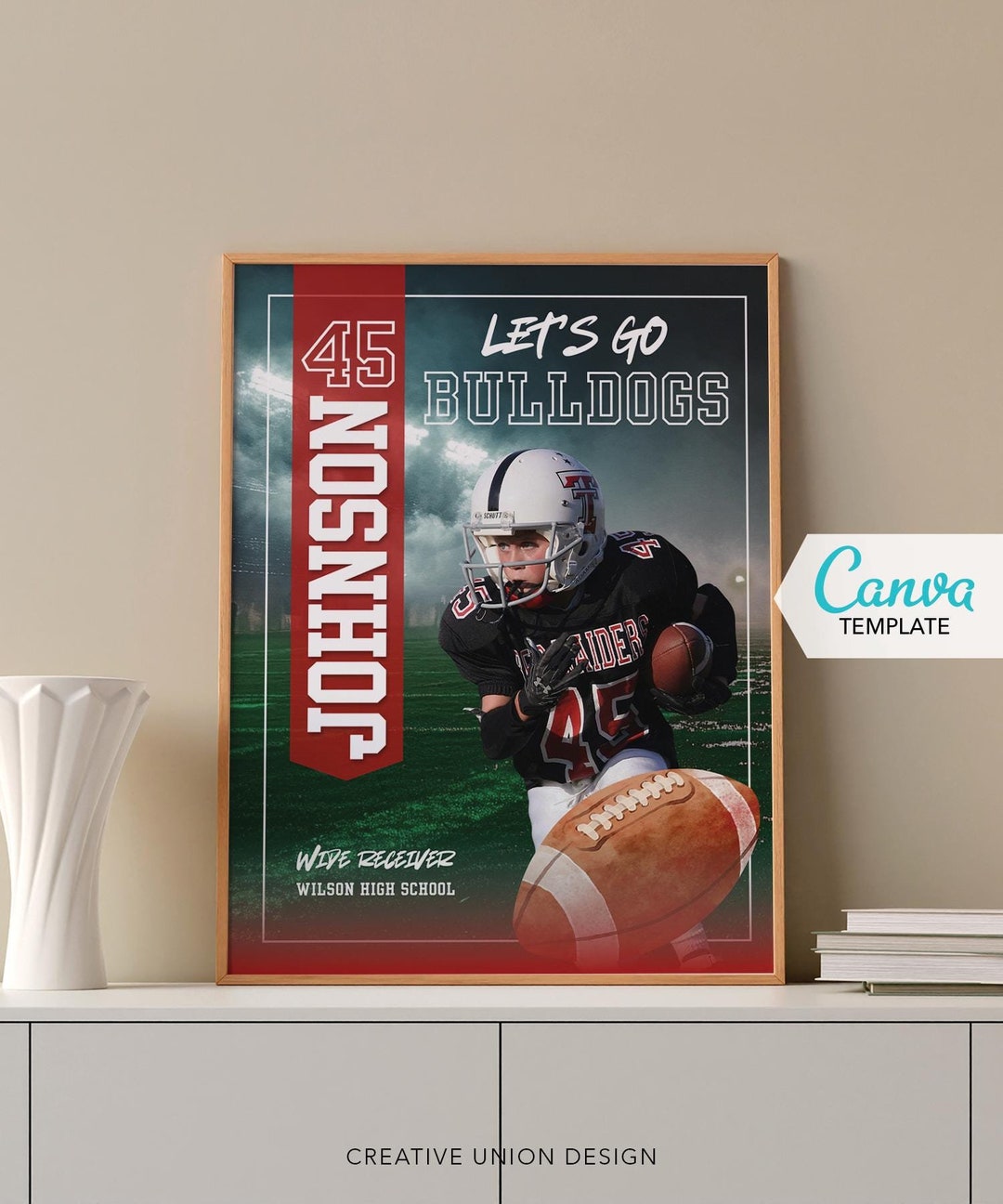 Football Poster Template, Senior Sports Poster, Rally Poster, High ...