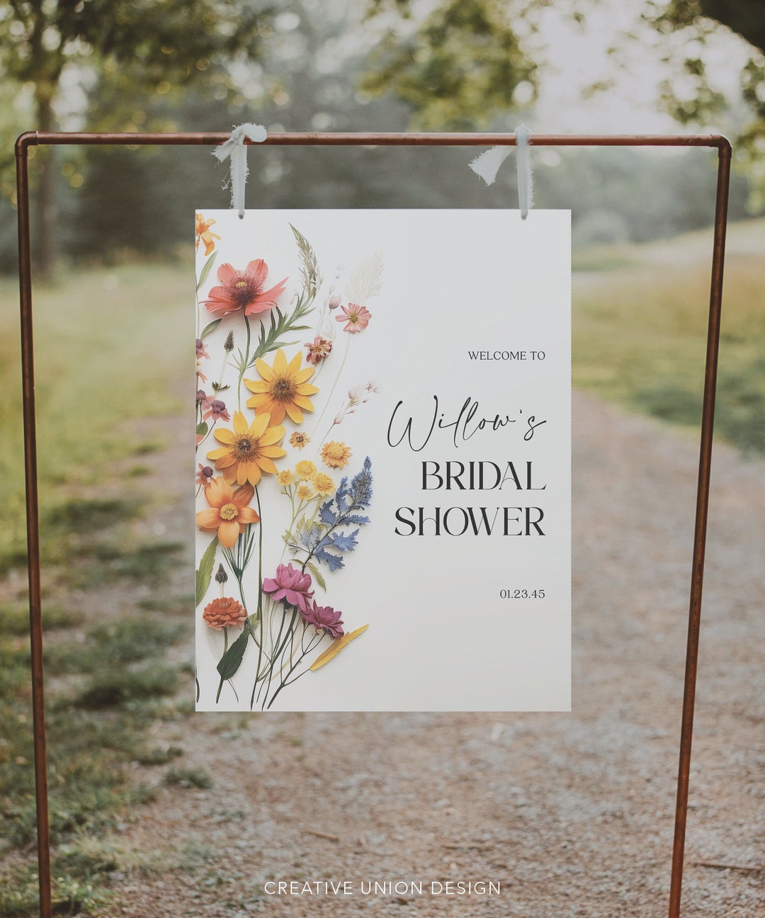 Editable Wildflower Welcome Sign Template, Pressed Flowers, Printable ...