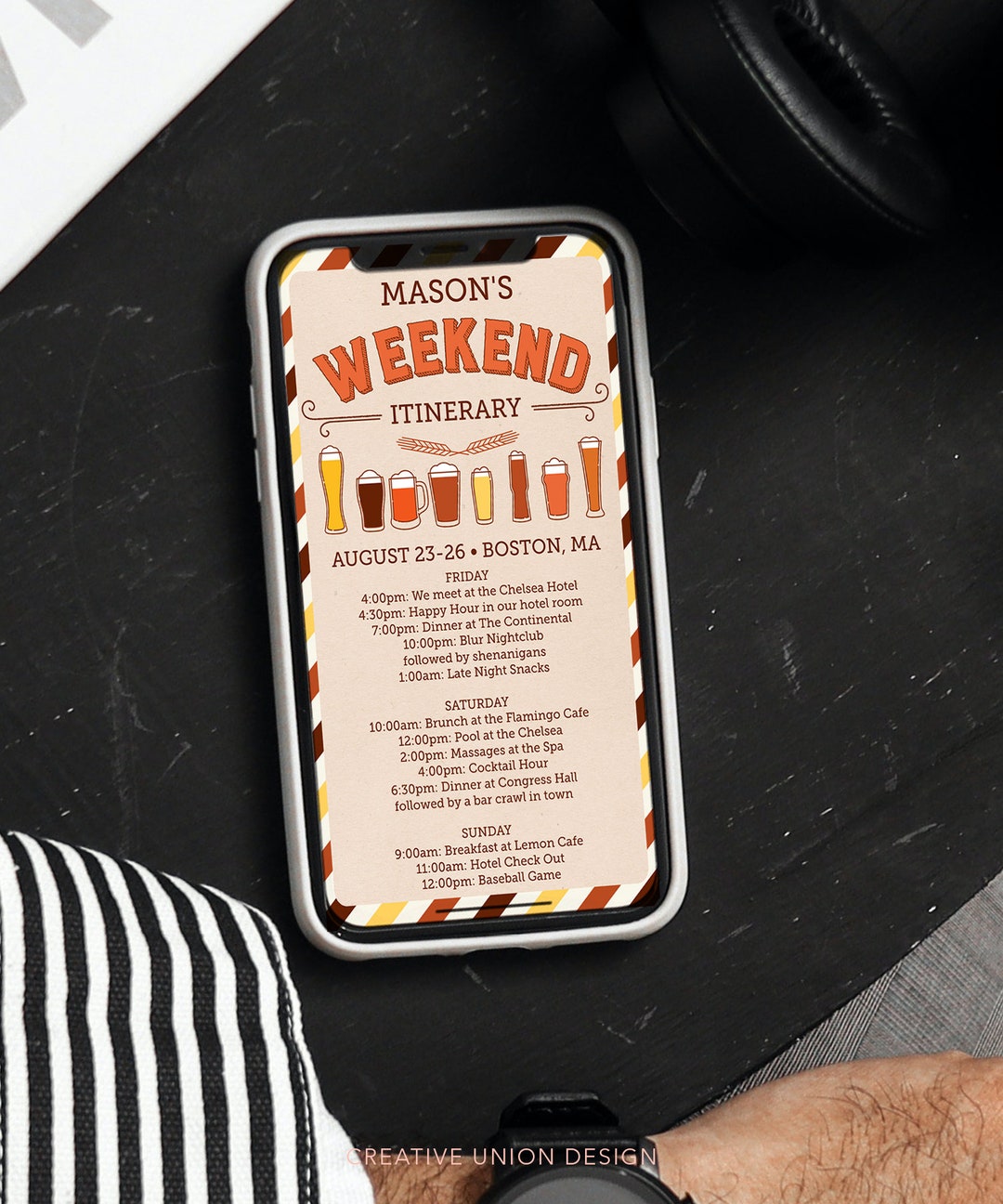 Guys Weekend Itinerary Template, Beer, Digital Schedule, Birthday ...