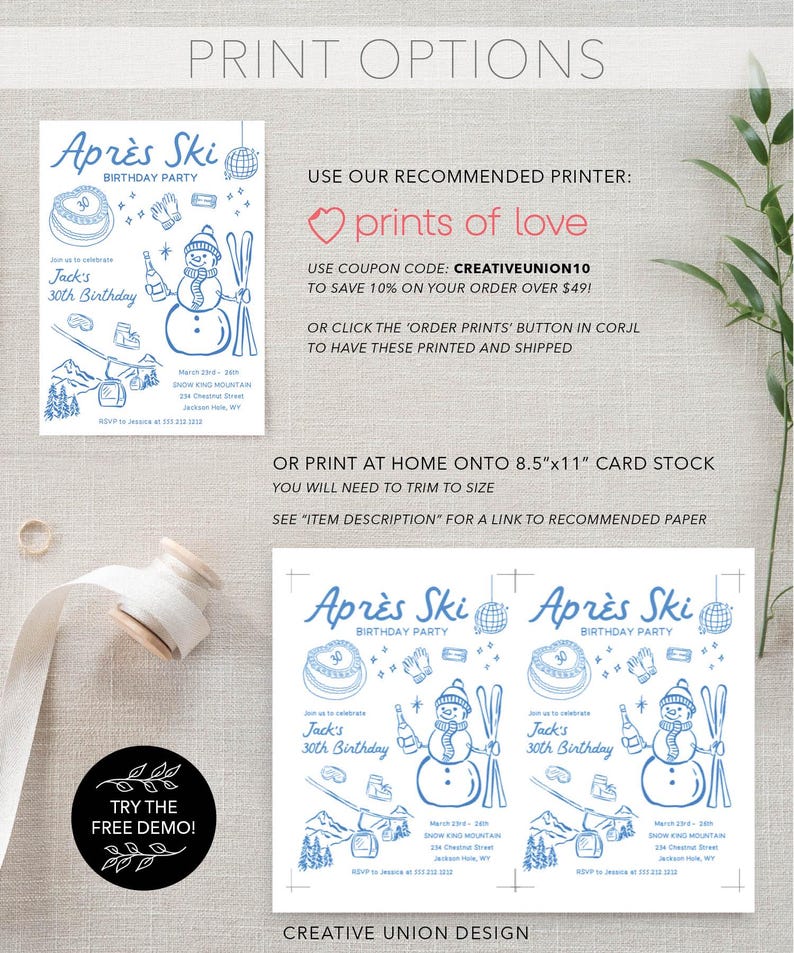 Adult Ski Birthday Party Invitation Template Winter Birthday Weekend ...