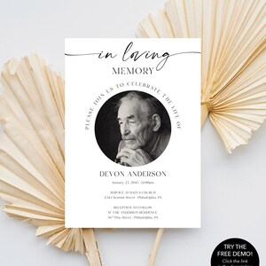 Funeral Announcement Template, Funeral Invitation, Memorial Service ...