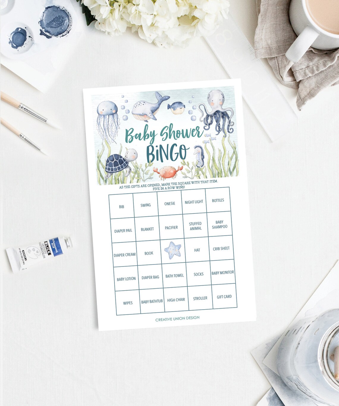 Under the Sea Baby Shower Bingo 60 Unique Game Sheets Baby - Etsy