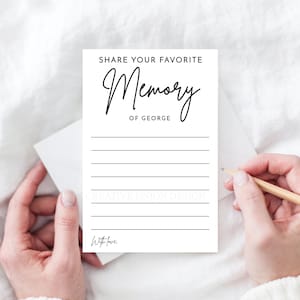 Share a Memory Card Template, Personalized Favorite Memory, Memorial ...