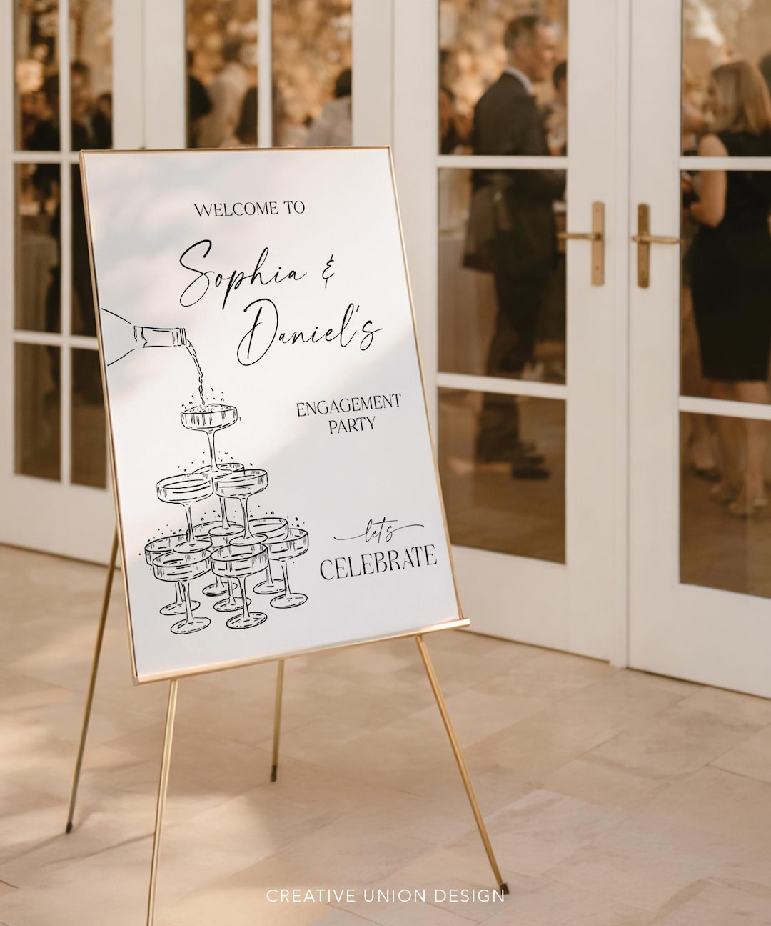 PRINTED & FREE SHIPPING Engagement Party Welcome Sign Champagne Tower ...