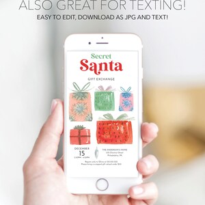 Retro Secret Santa Invite Template, Christmas Party Invitation, Holiday ...