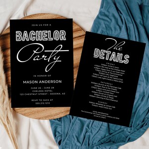 Modern Bachelor Party Invitation Template, Bachelor Weekend Invitation ...