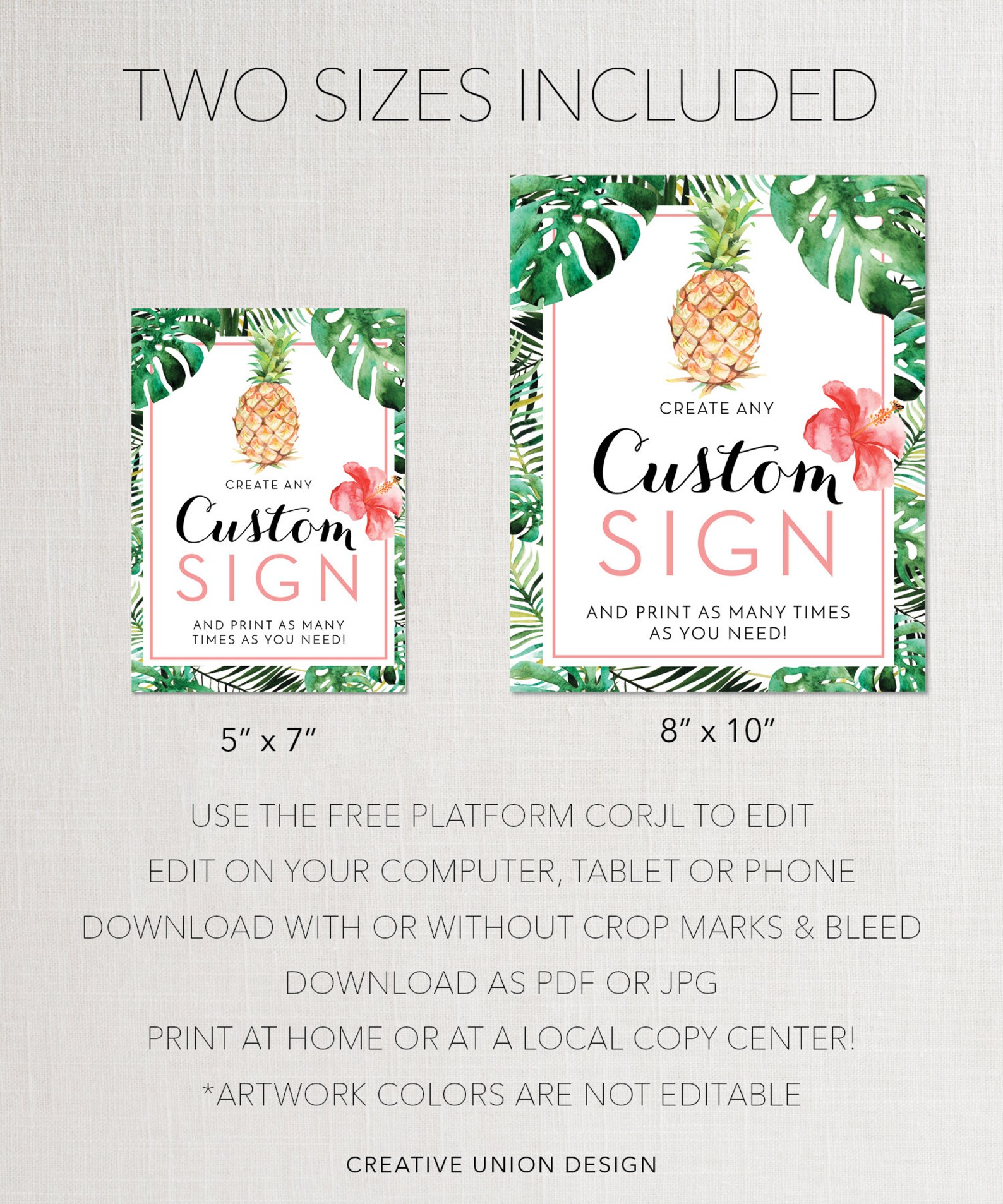 Editable Custom Sign Template Favors Gifts and Cards - Etsy