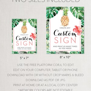 Editable Custom Sign Template, Favors, Gifts and Cards, Printable Table ...