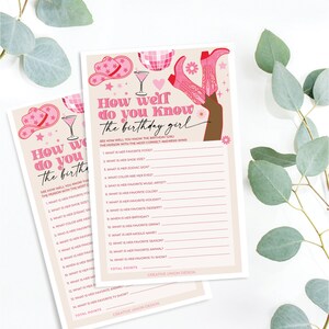 Pink Cowgirl How Well Do You Know the Birthday Girl, Birthday Party ...