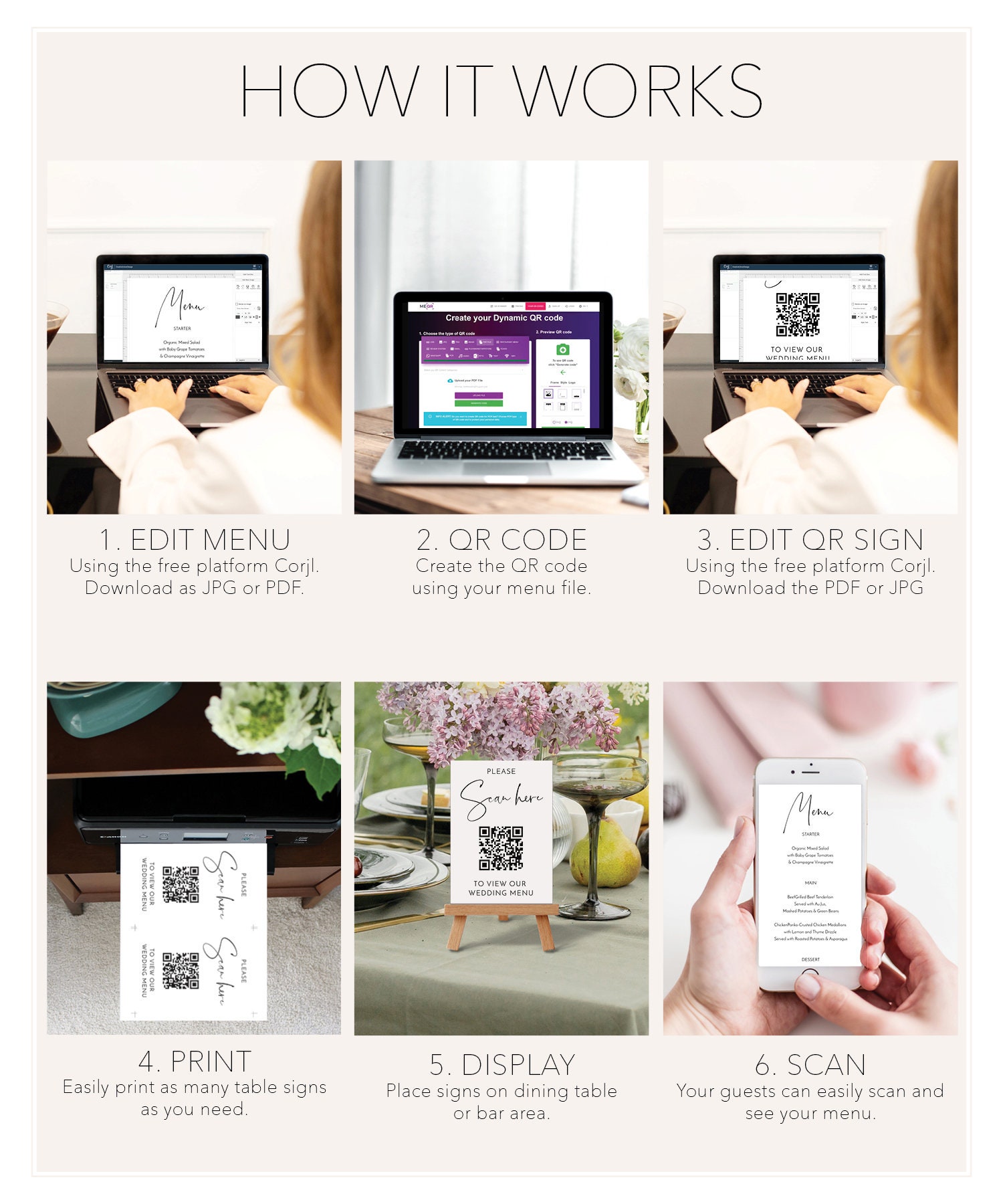 QR Code Menu Template Scannable Wedding Menu Sign Scannable - Etsy UK