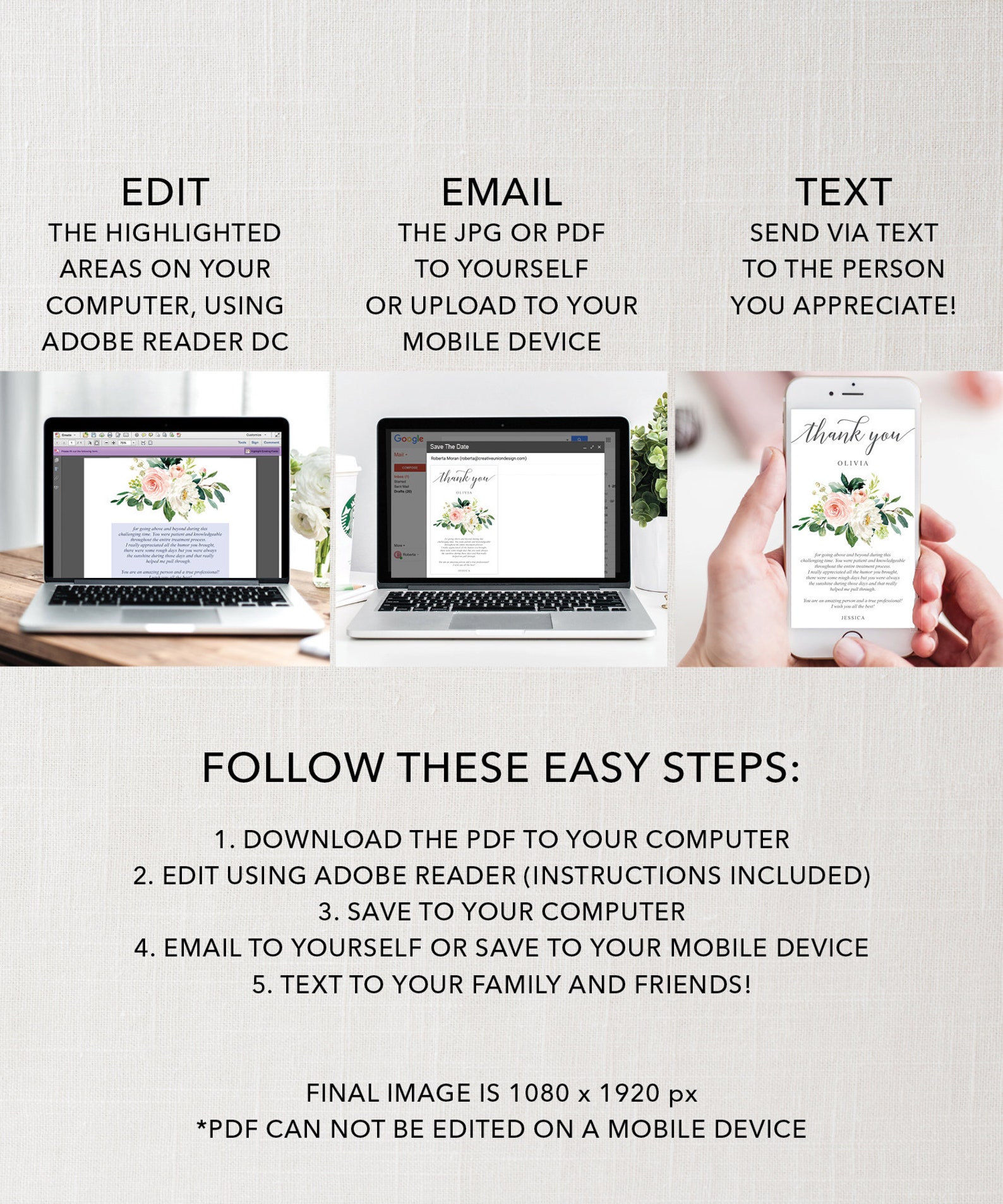 Virtual Thank You Card Digital Thank You Cards Last Minute - Etsy