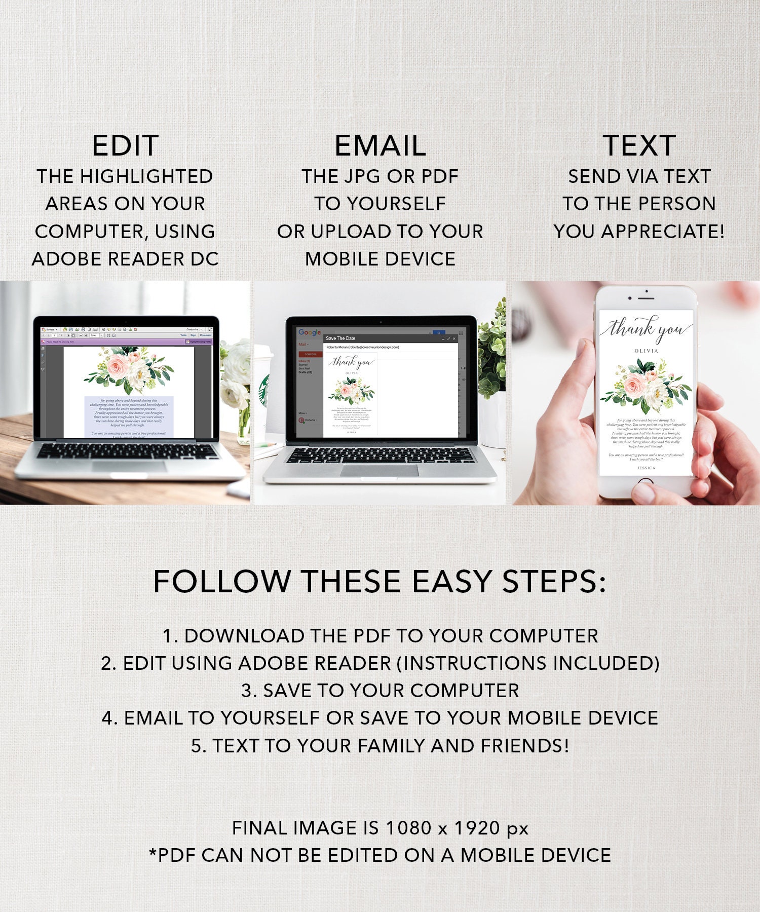 Virtual Thank You Card Digital Thank You Cards Last Minute | Etsy