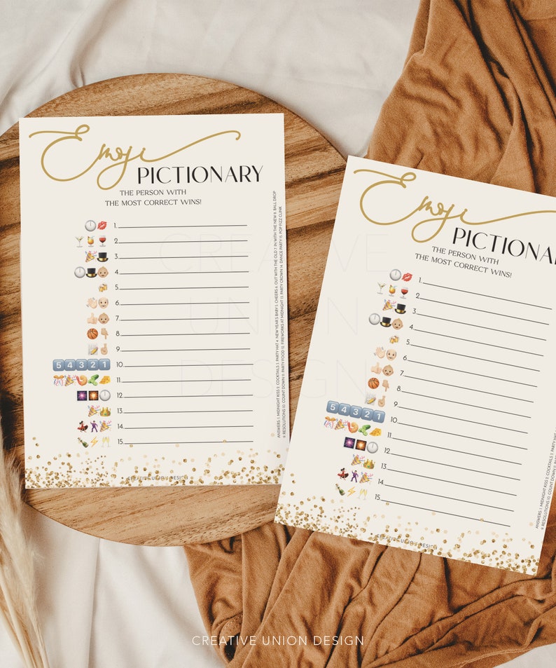 New Years Eve Emoji Pictionary Game Template, Printable Games, Kids NYE ...