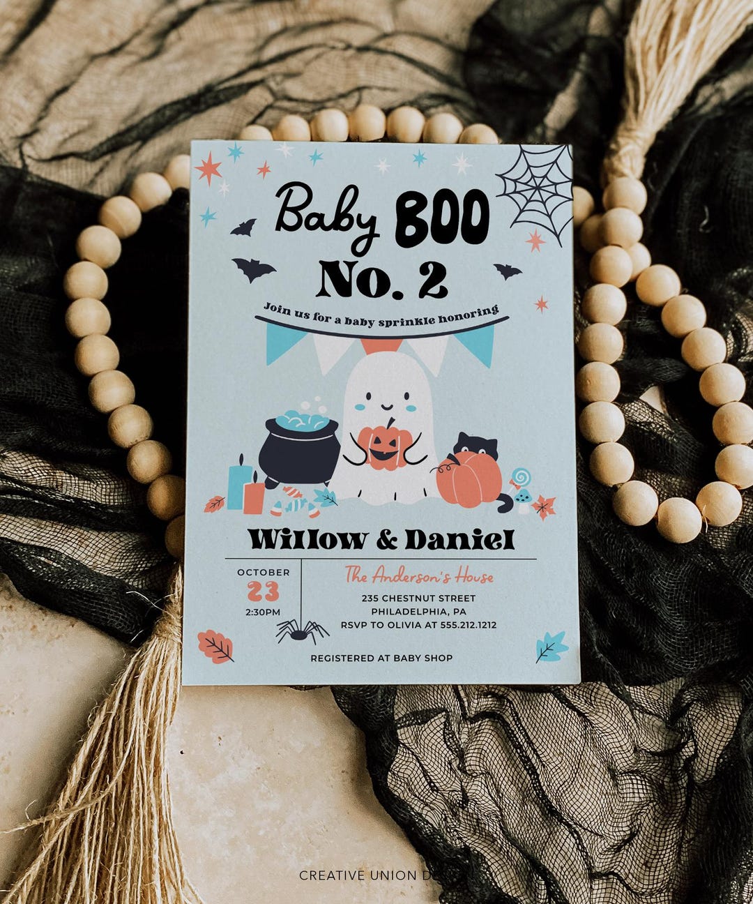 Spooky Ghost Baby Boo No. 2 Baby Sprinkle Invite Template, Baby ...