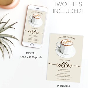 Coffee Invitation, Coffee Get Together Invite, Coffee Meet up Digital ...