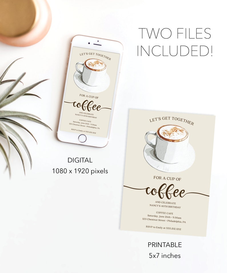 Coffee Invitation, Coffee Get Together Invite, Coffee Meet up Digital ...