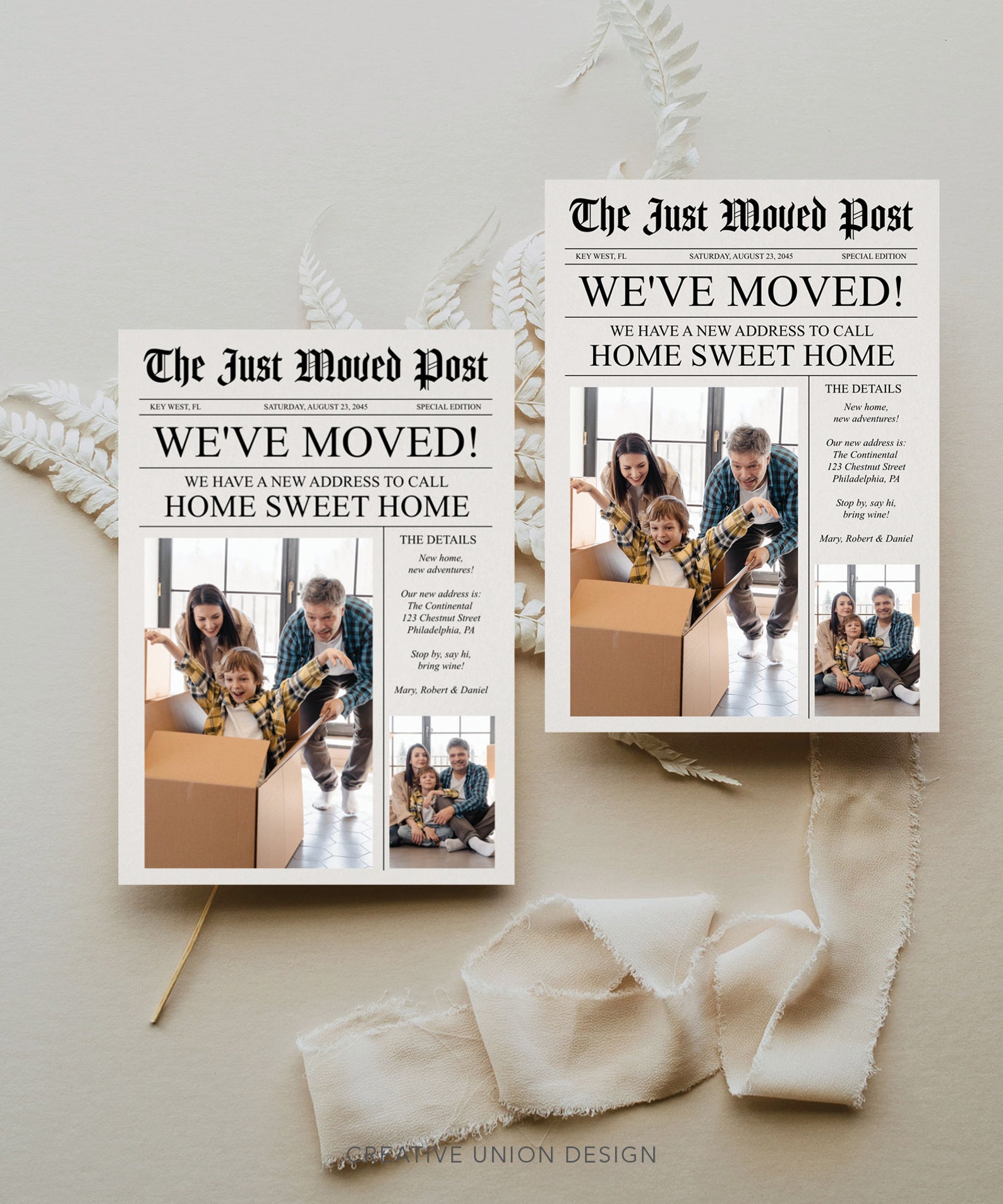 Newspaper Moving Announcement Template, New Address Announcement, We ...