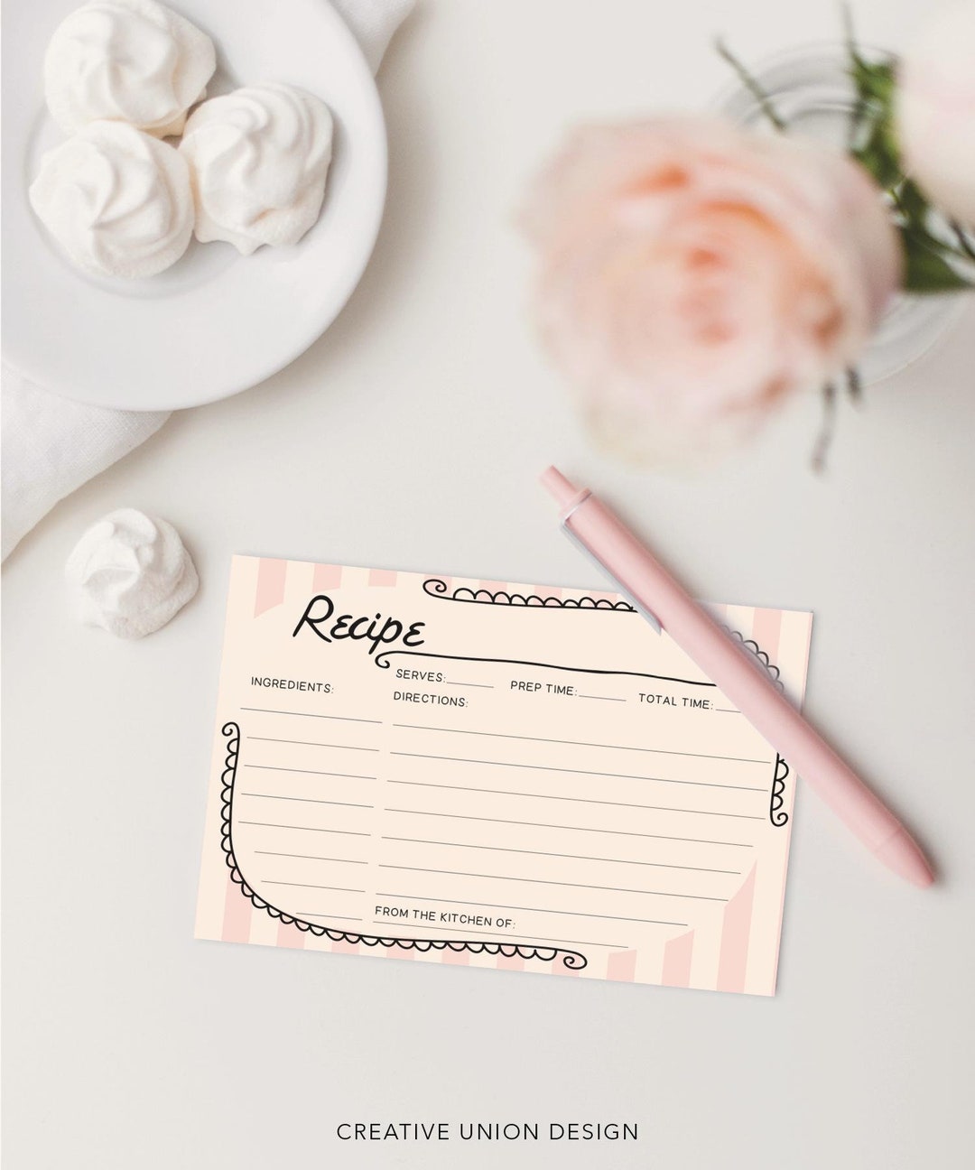 Hand Drawn French Recipe Card Printable, Printable Recipe Card, Bridal ...