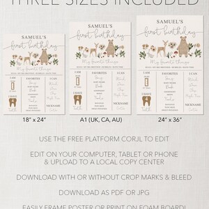 Editable Boho Woodland Birthday Milestone Sign Template, Milestone ...