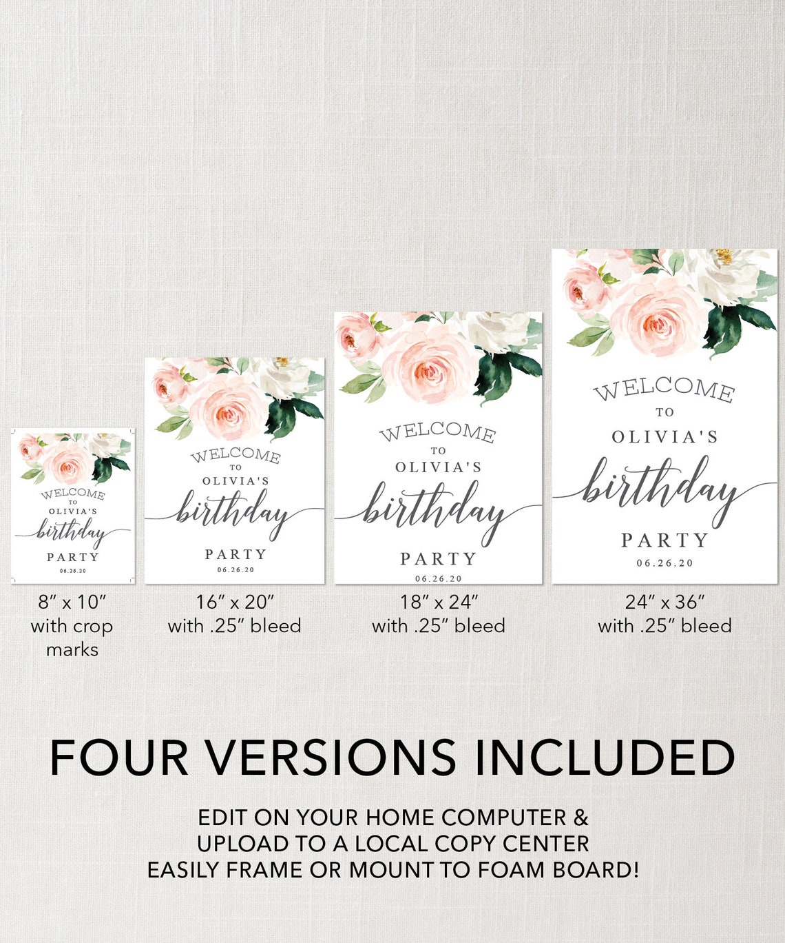Editable Birthday Welcome Sign Welcome Birthday Party - Etsy