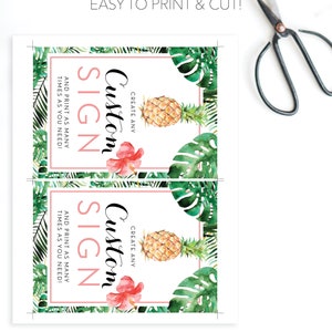 Editable Custom Sign Template, Favors, Gifts and Cards, Printable Table ...