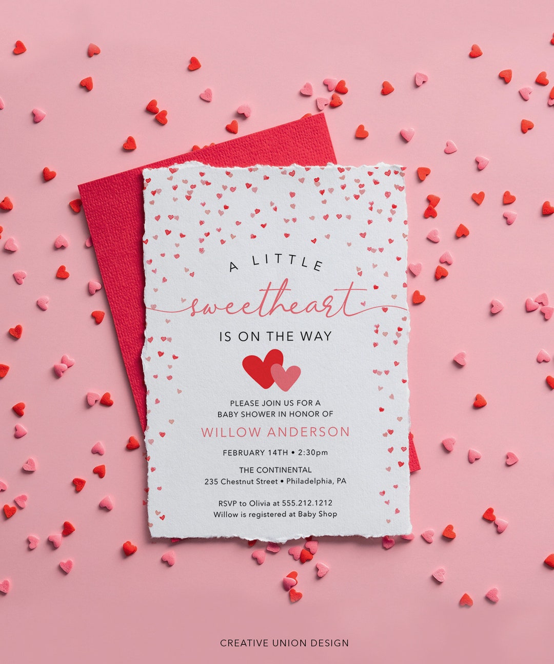 Valentine Baby Shower Invitation Template, Gender Reveal, February Baby ...